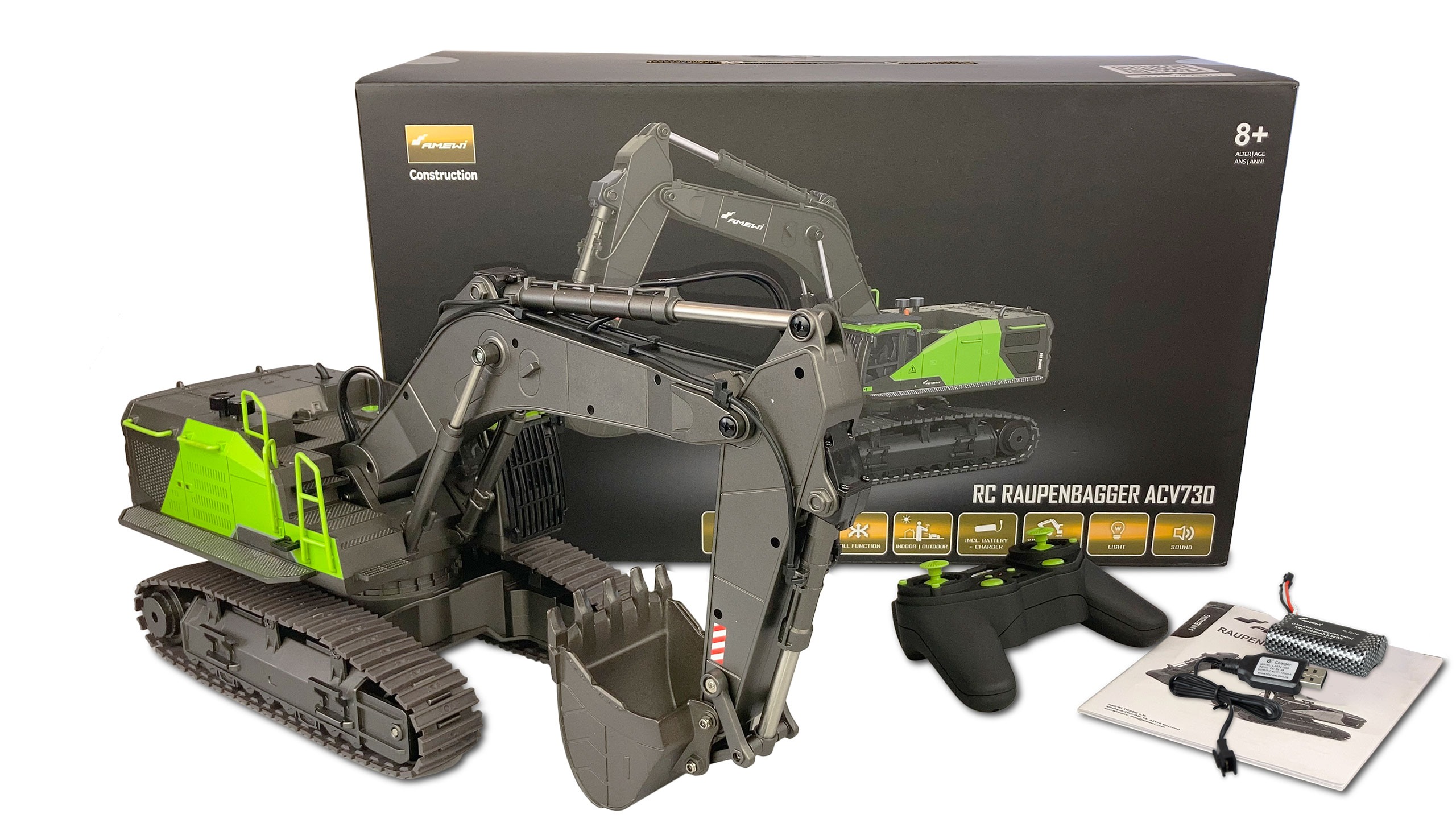 Amewi ACV730 Excavator Grey/Green 1/14 - RTR